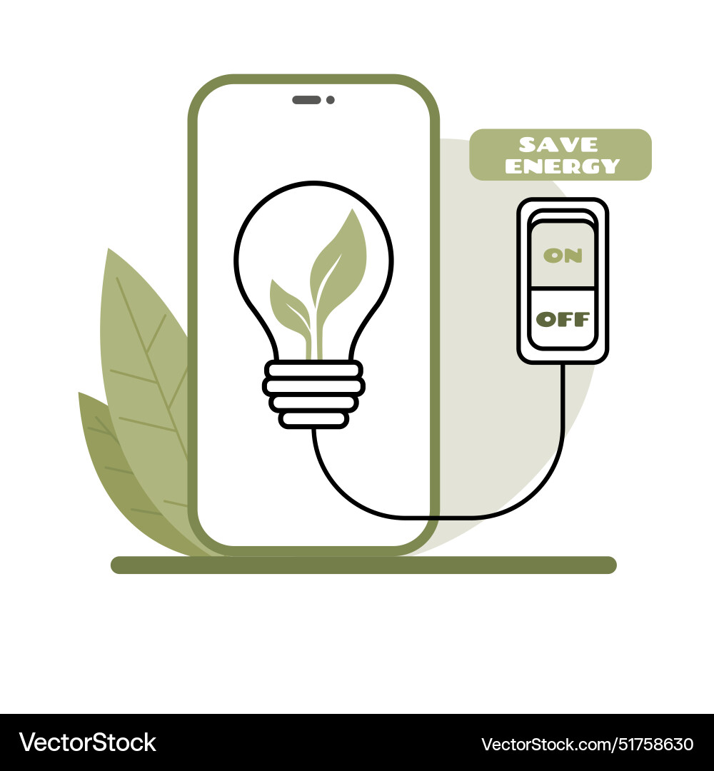 Turn off switch for energy saving environmental Vector Image