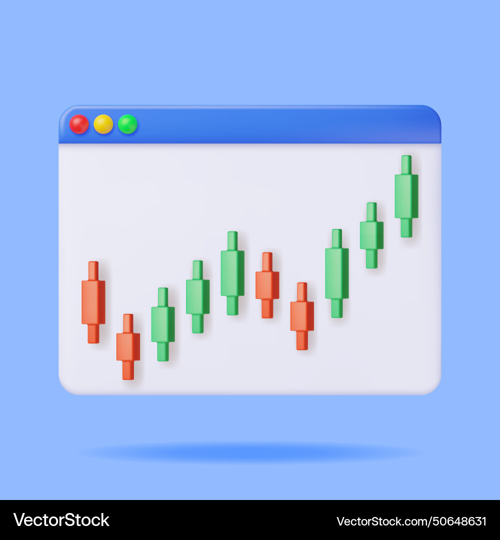 3d growth stock diagram isolated Royalty Free Vector Image