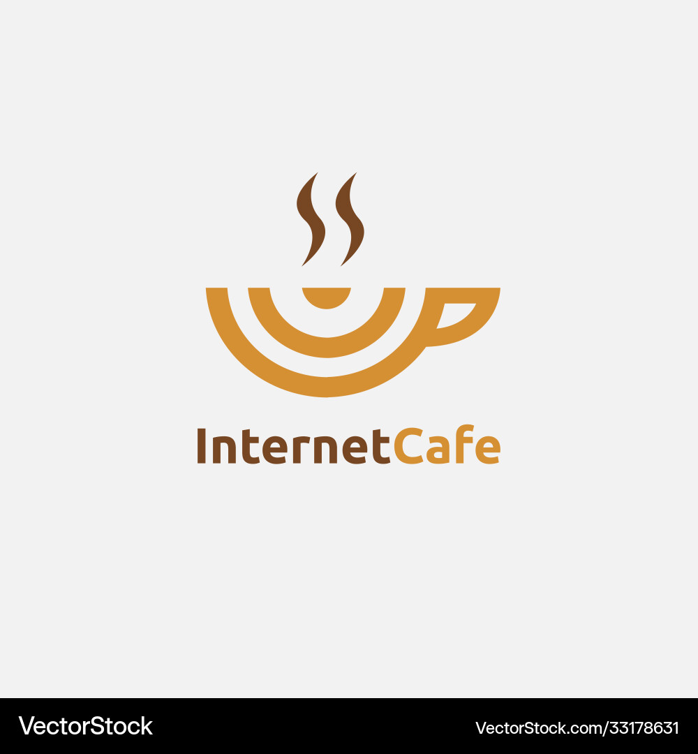 Abstract wireless signal and coffee cup logo icon Vector Image