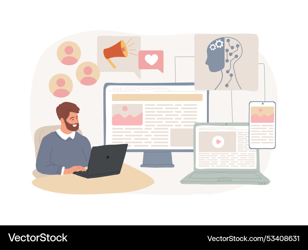 Ai-ensured multi-channel customer engagement Vector Image