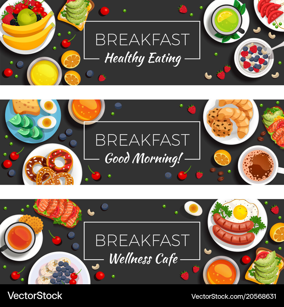 Breakfast Morning Cafe Banners Royalty Free Vector Image