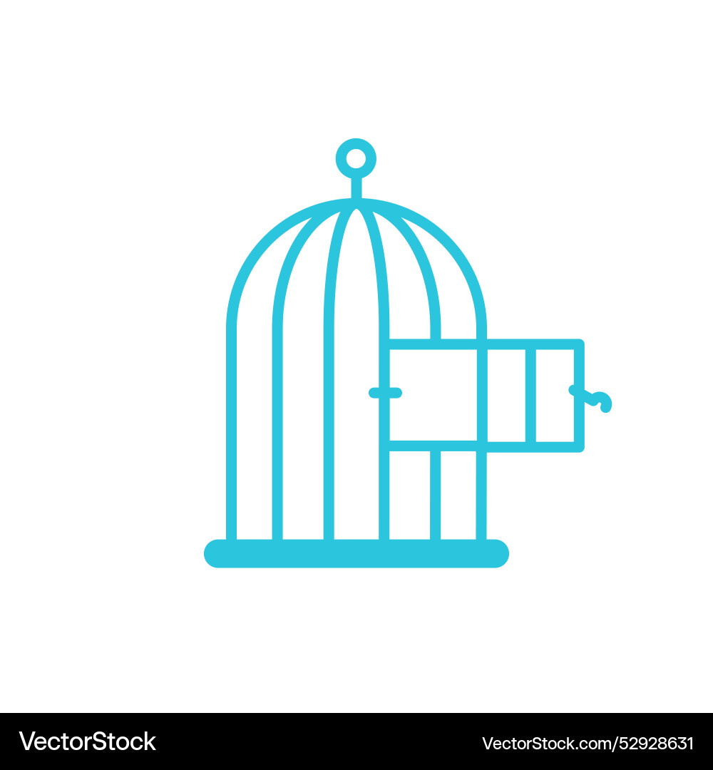 Cage with open door icon bird isolated Royalty Free Vector