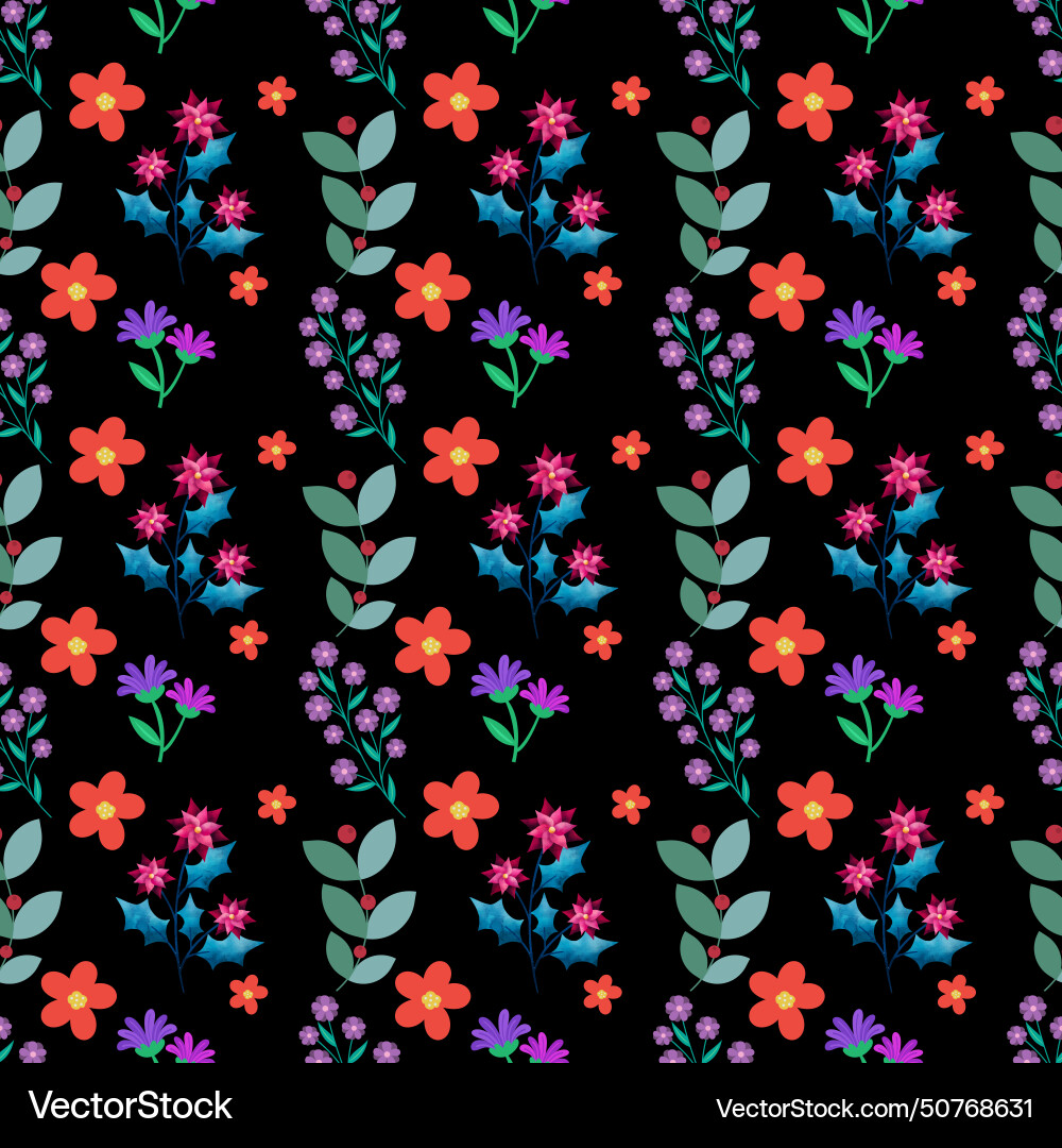 Colorful ditsy floral print background Royalty Free Vector