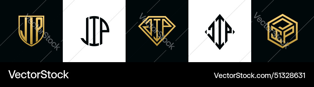 Initial letters jip logo designs bundle Royalty Free Vector
