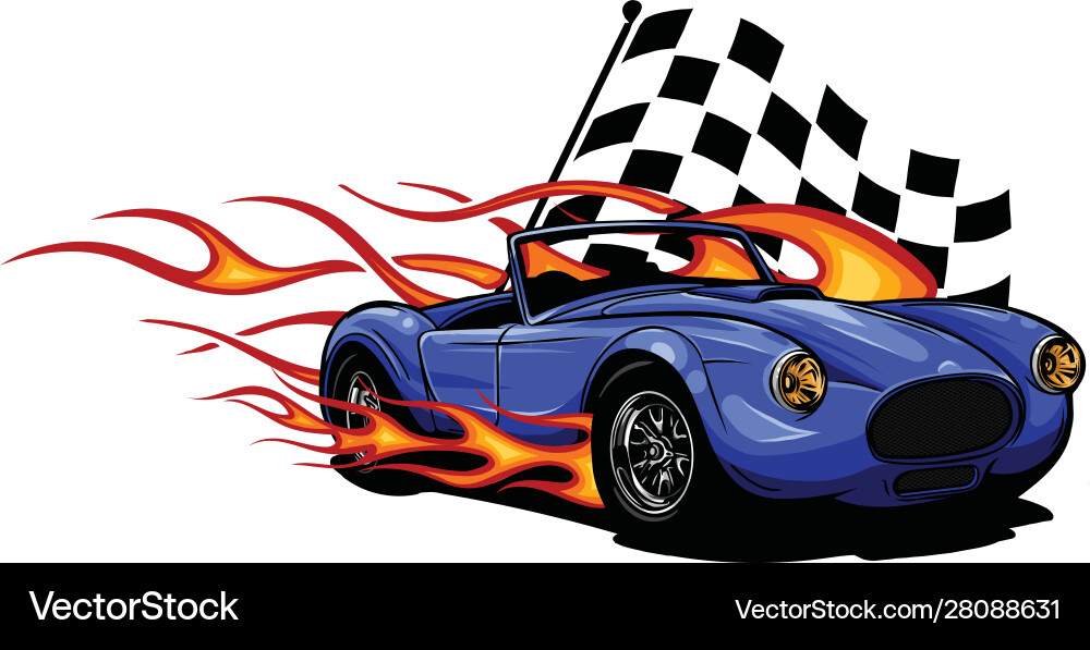 Muscle car with flames Royalty Free Vector Image