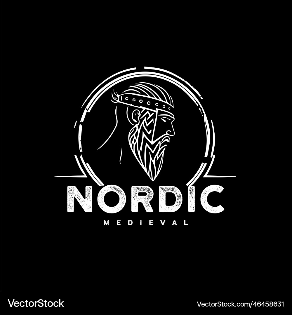Nordic man head emblem viking logo template Vector Image