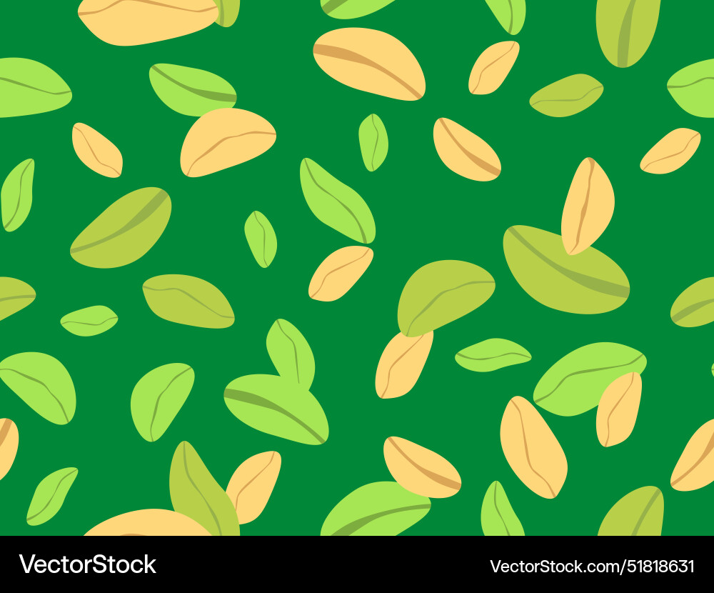 Pistachios seamless pattern background with green Vector Image