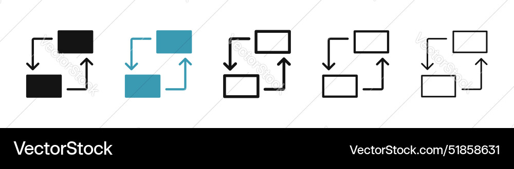 Replace icon set in black and blue colors Vector Image