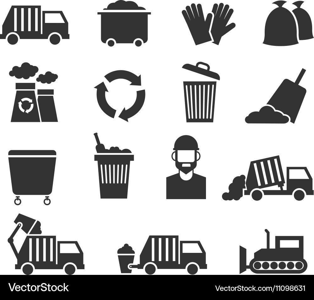 Trash recycle garbage waste icons Royalty Free Vector Image