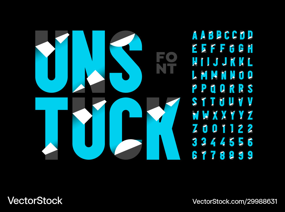 Unstuck style font Royalty Free Vector Image - VectorStock