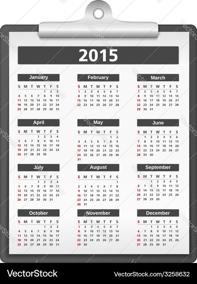 2015 calendar Royalty Free Vector Image - VectorStock