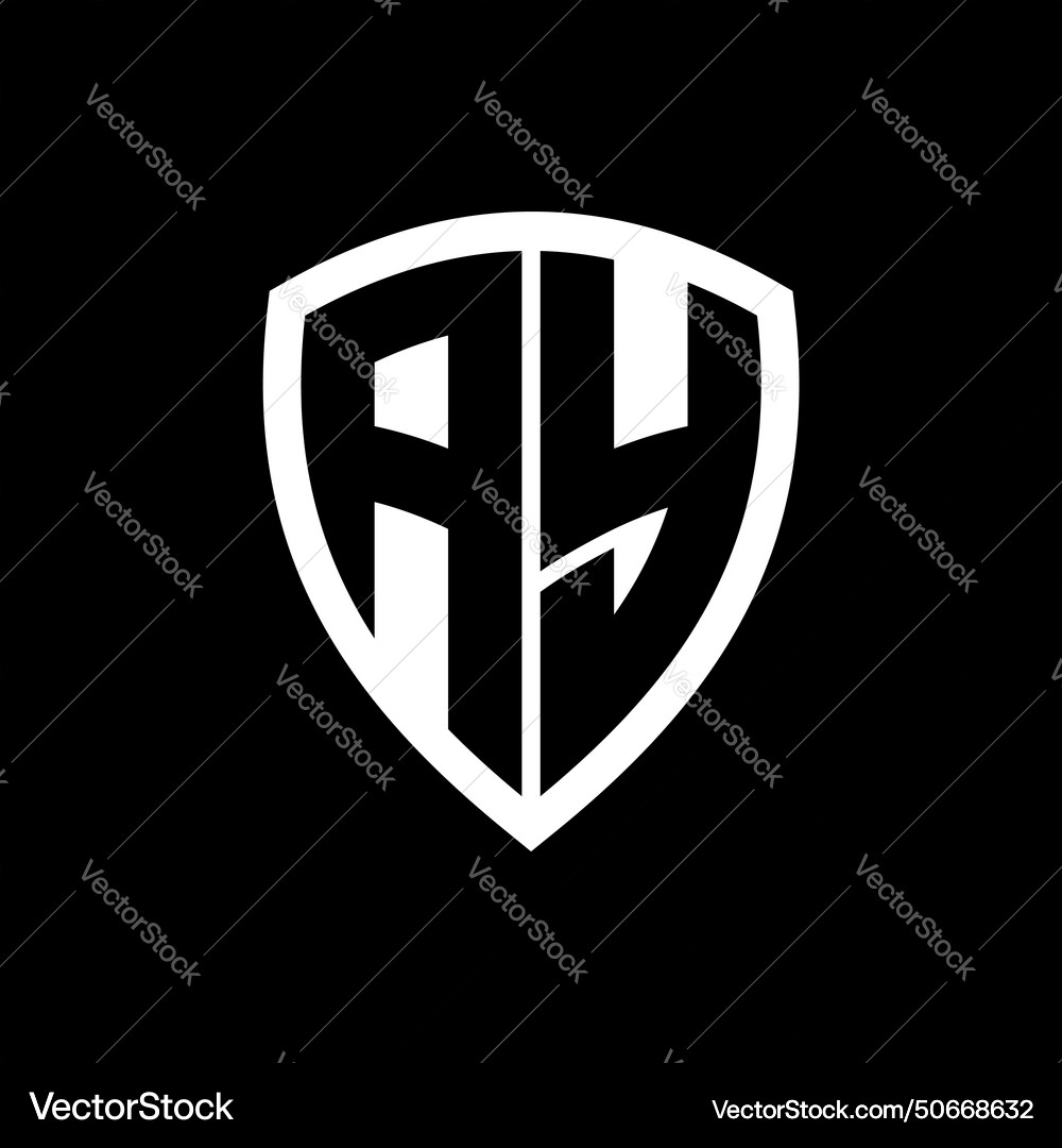 Ay monogram logo with bold letters shield shape Vector Image
