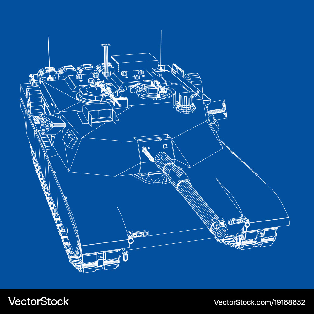 Blueprint of realistic tank Royalty Free Vector Image