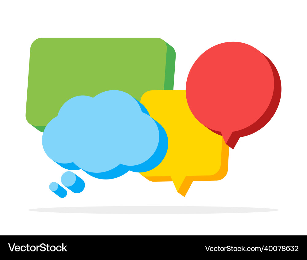 Colorful 3d bubble speech chat box shape set Vector Image