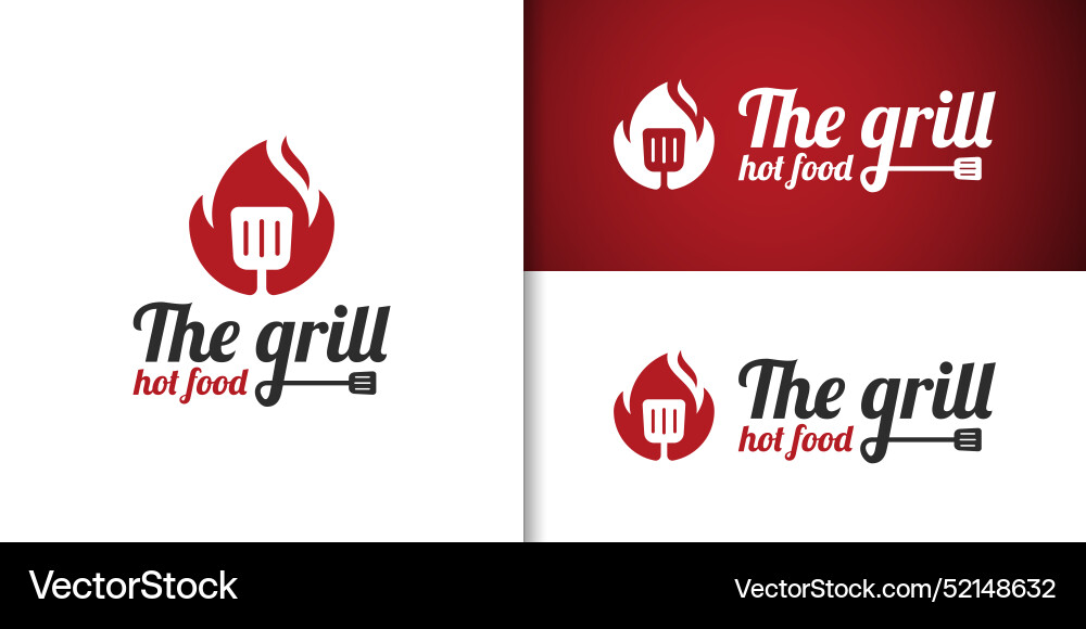 Fire the grilled bbq logo barbecue Royalty Free Vector Image