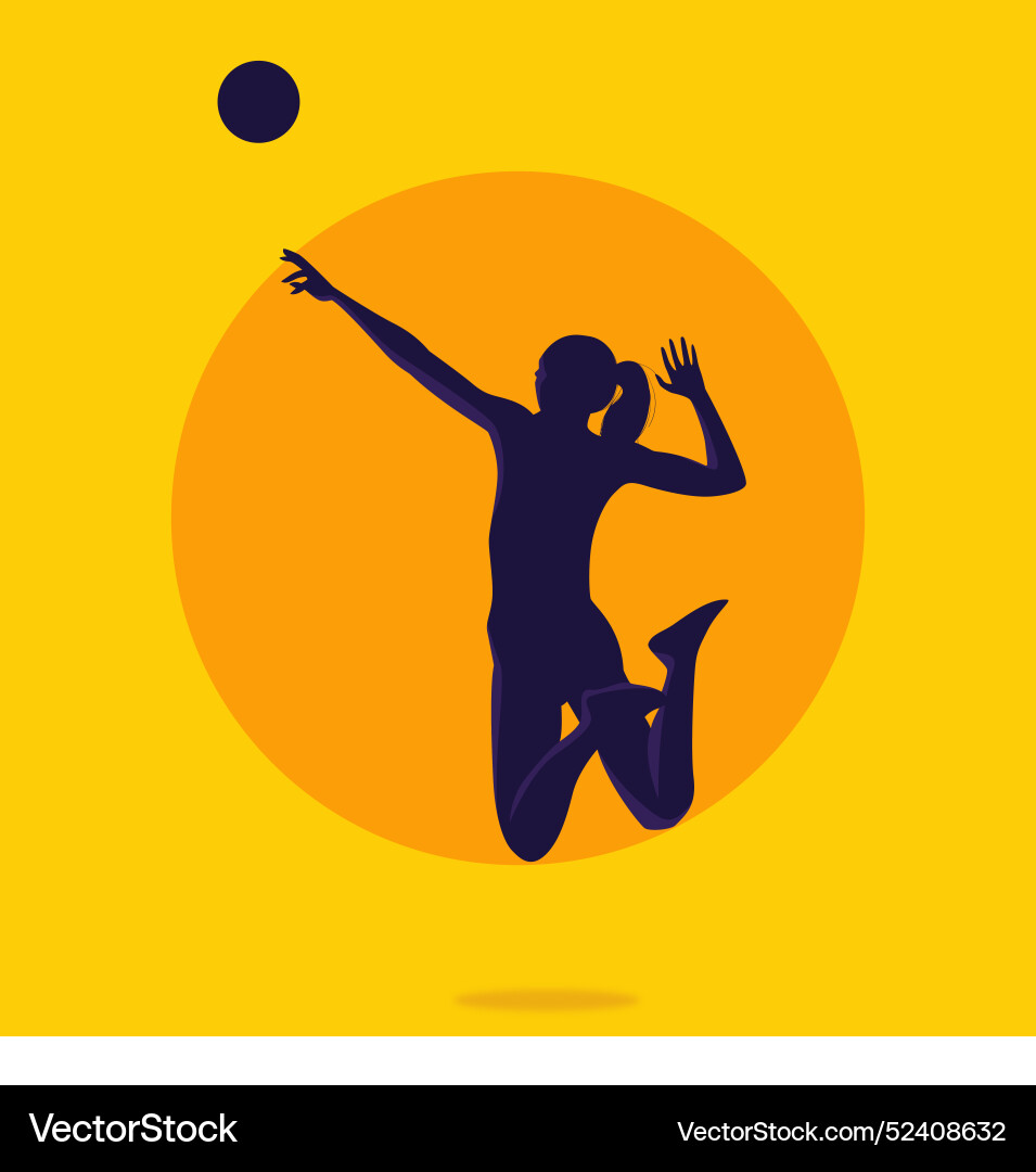 Flat design volleyball silhouette Royalty Free Vector Image