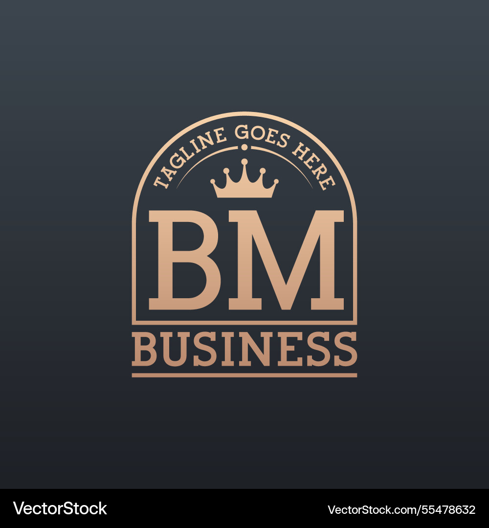 Luxury bm logo with crown elegant letter Vector Image