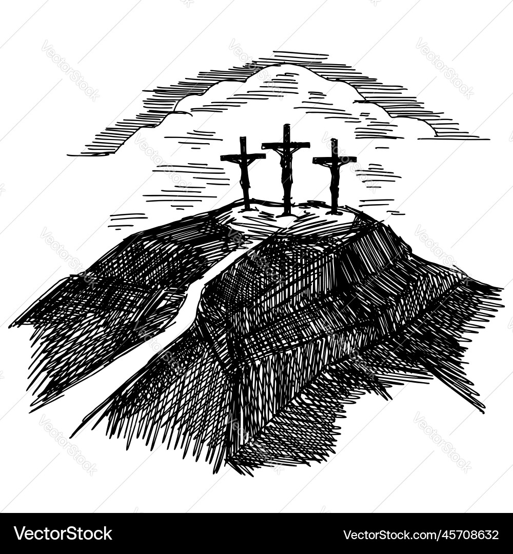 Three Crosses of Calvary Royalty Free Vector Image