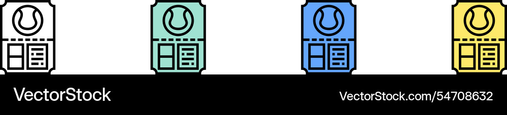 Ticket icon outline green blue and yellow style Vector Image