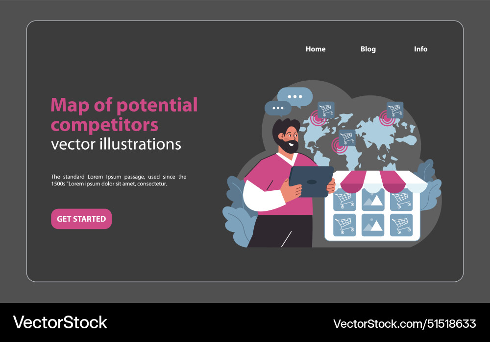 Global competitor mapping concept Royalty Free Vector Image
