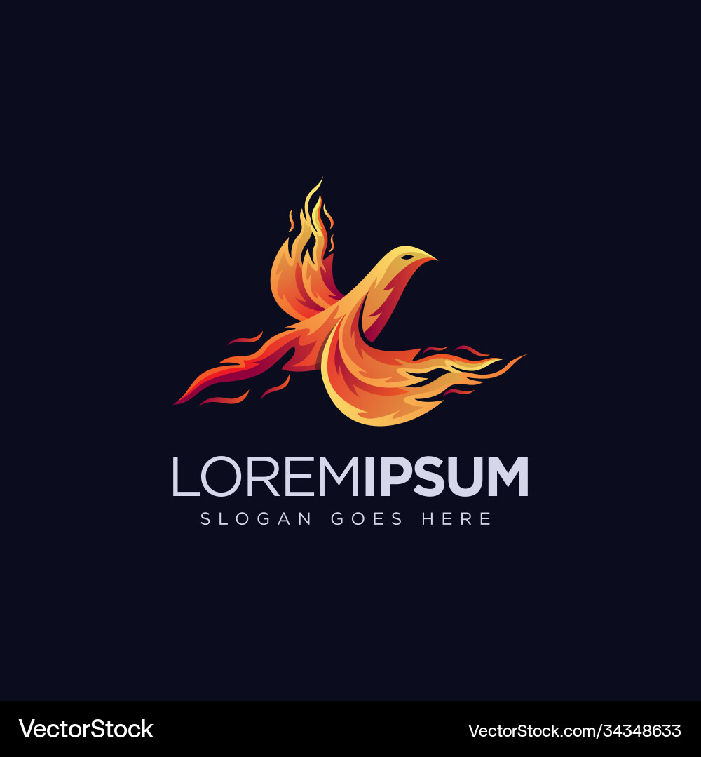 Modern abstract fire phoenix logo icon template Vector Image