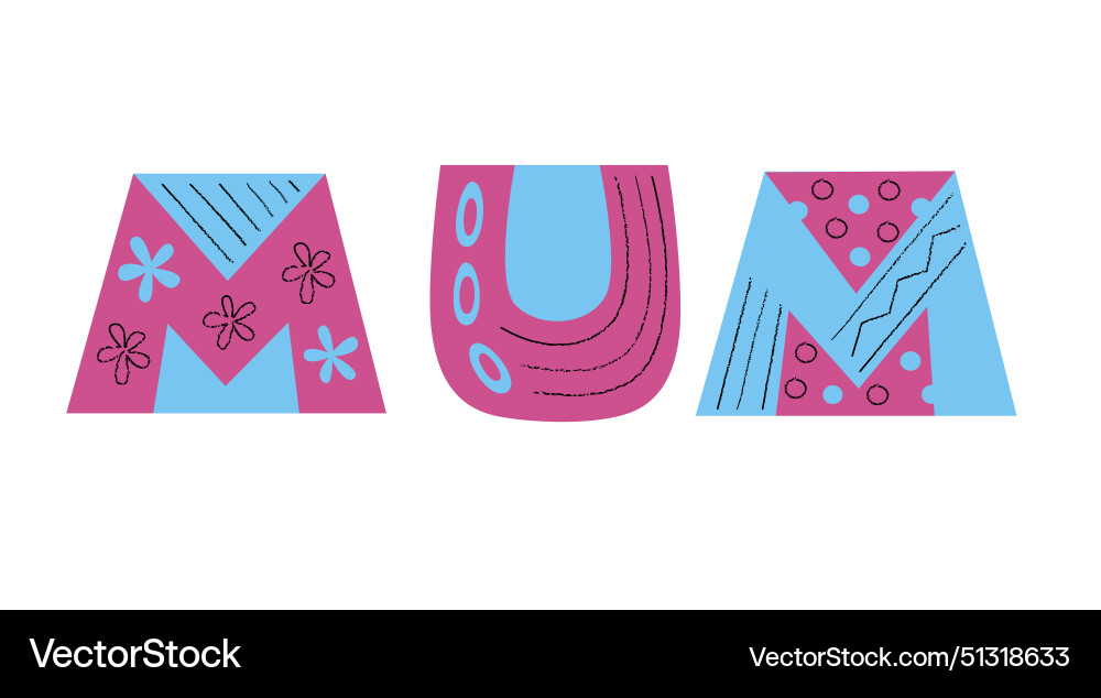 Mum color lettering Royalty Free Vector Image - VectorStock