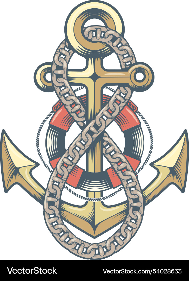 Retro ship anchor in chains Royalty Free Vector Image