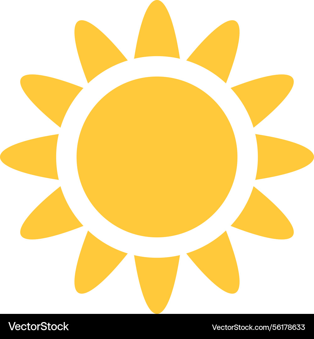 Sunshine symbol yellow sun design Royalty Free Vector Image