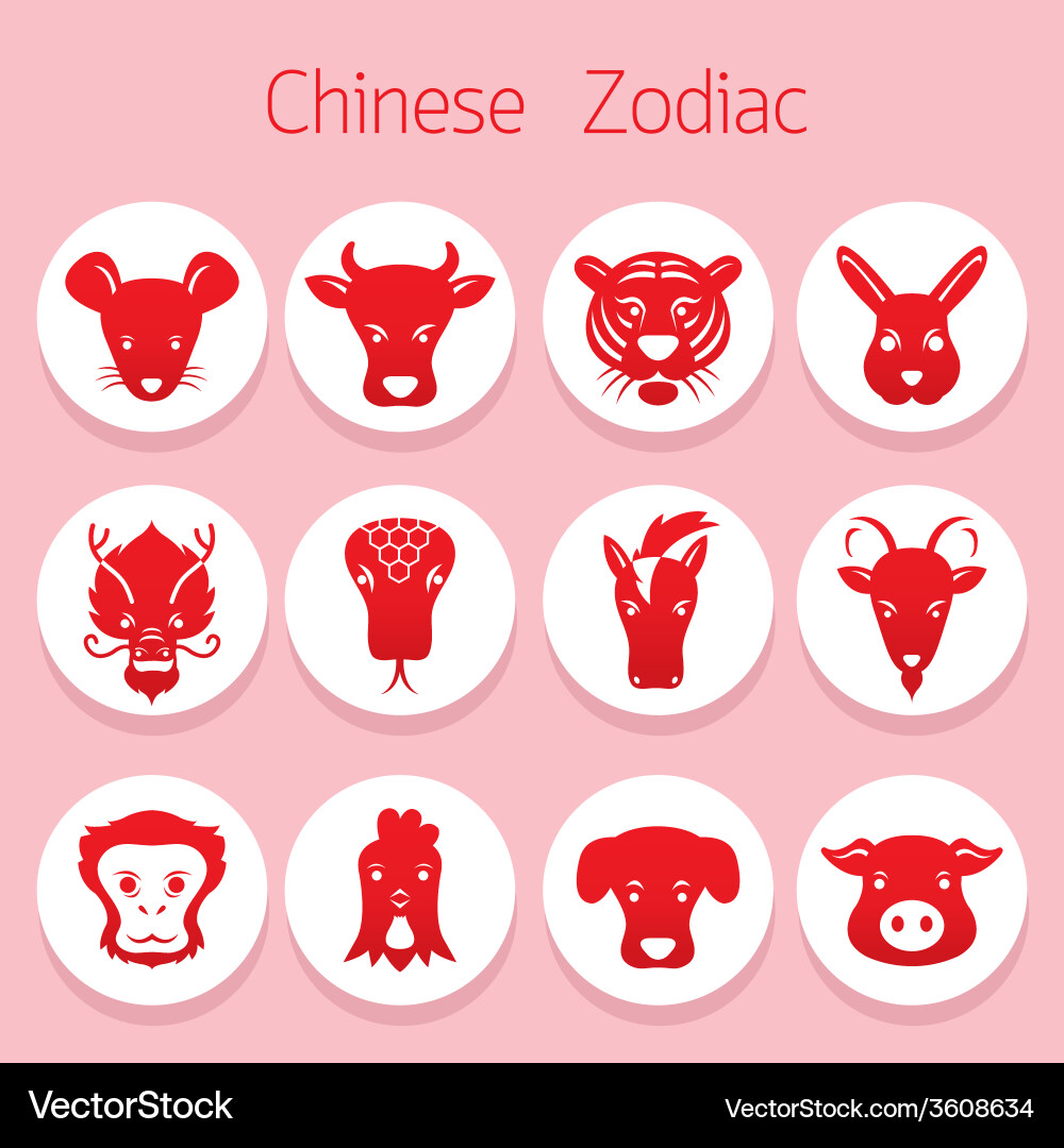 Chinese zodiac icons set Royalty Free Vector Image