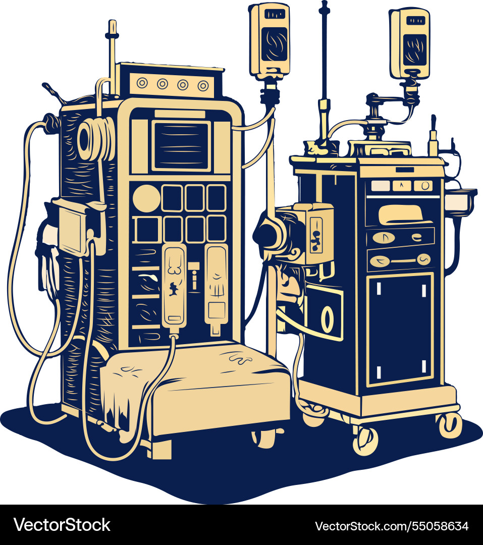 Dialysis unit in vintage style Royalty Free Vector Image