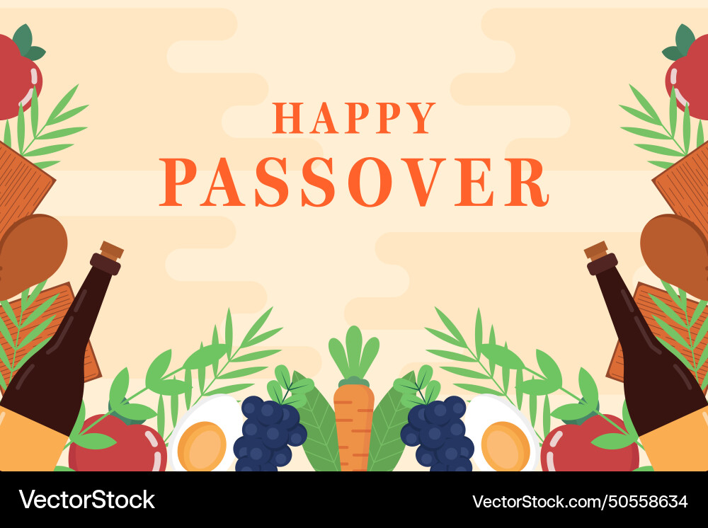 Flat happy passover background design Royalty Free Vector