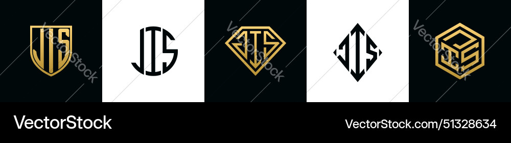 Initial letters jis logo designs bundle Royalty Free Vector