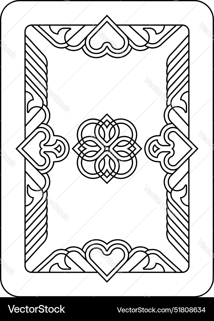 Playing card reverse back in black and white Vector Image