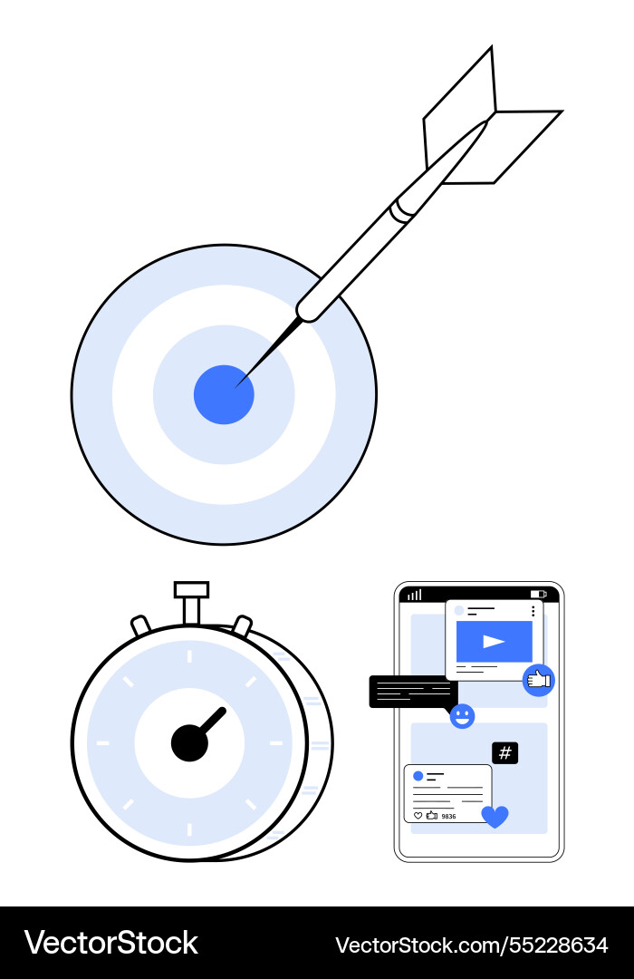 Precision concept with bullseye stopwatch Vector Image
