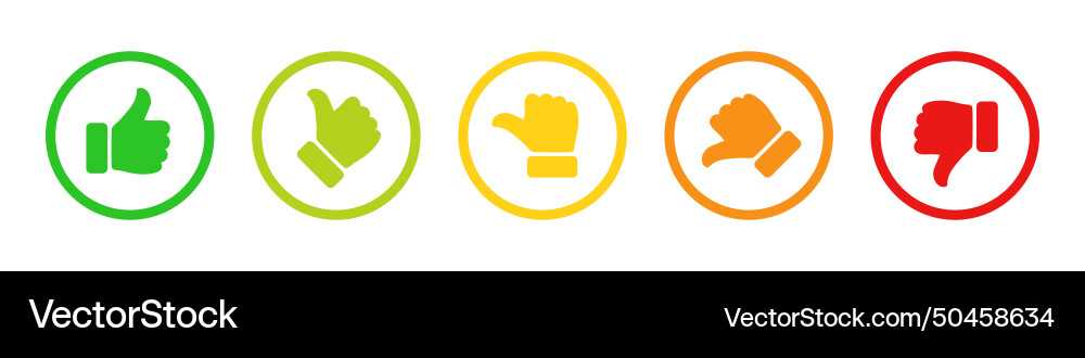 Rating and feedback scale with thumb symbol color Vector Image