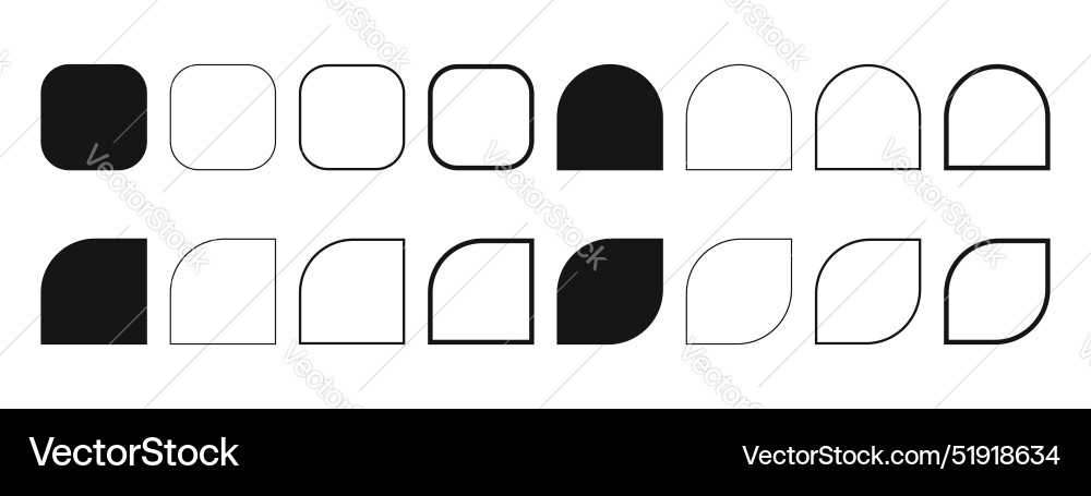 Set of square arch half arc and leaf shapes Vector Image