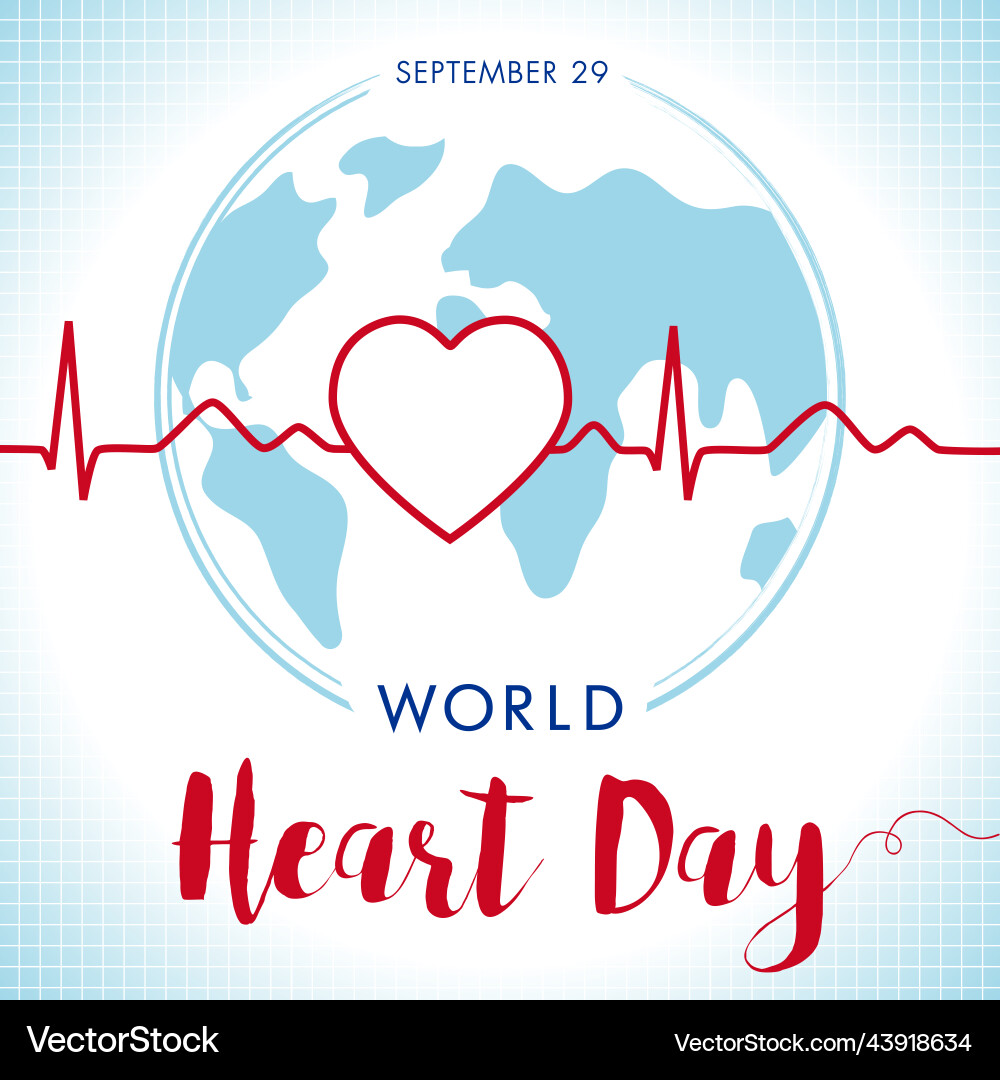 World heart day cardio globe Royalty Free Vector Image
