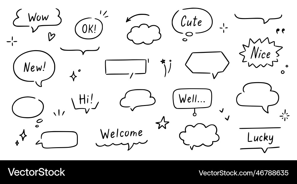 Balloon text frame decoration set simple hand Vector Image