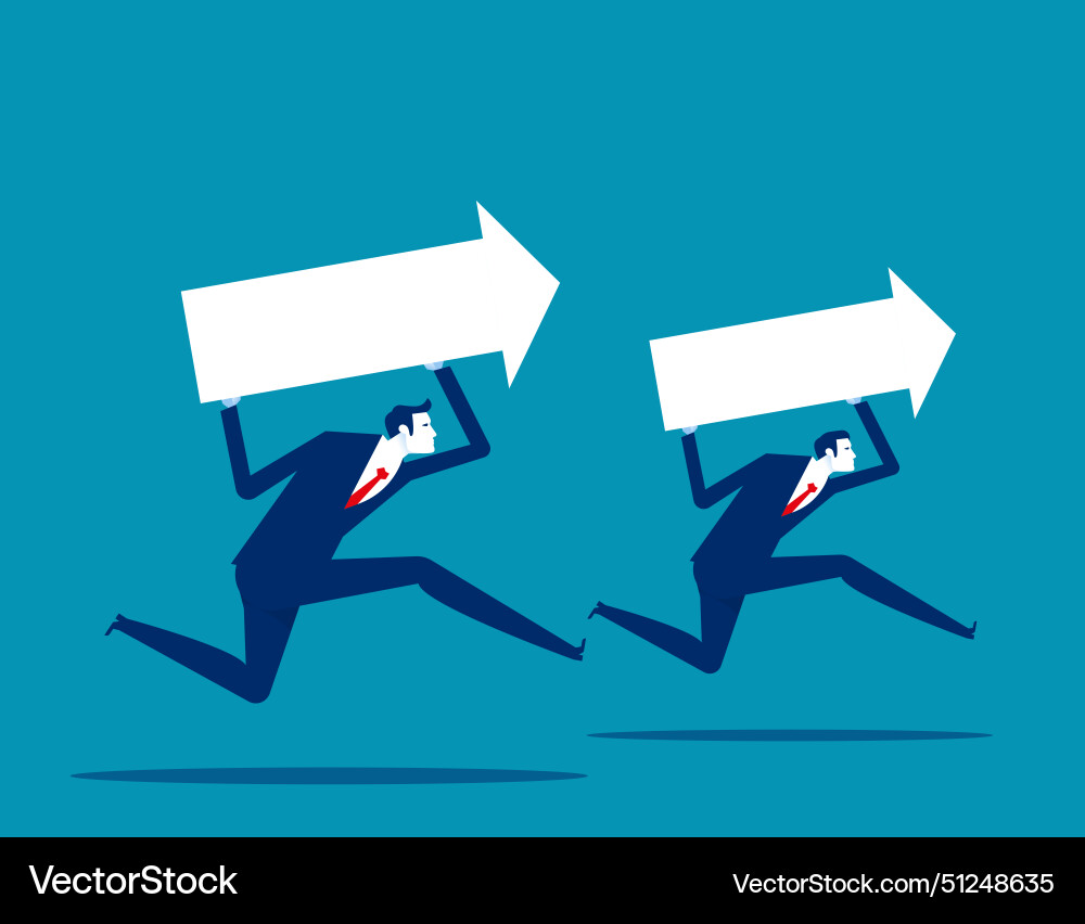 Business team running with arrows Royalty Free Vector Image