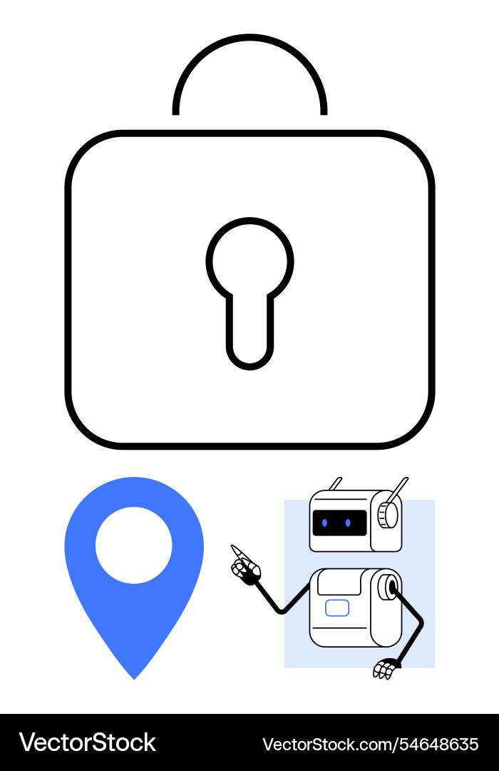 Cybersecurity concept lock location pin Royalty Free Vector