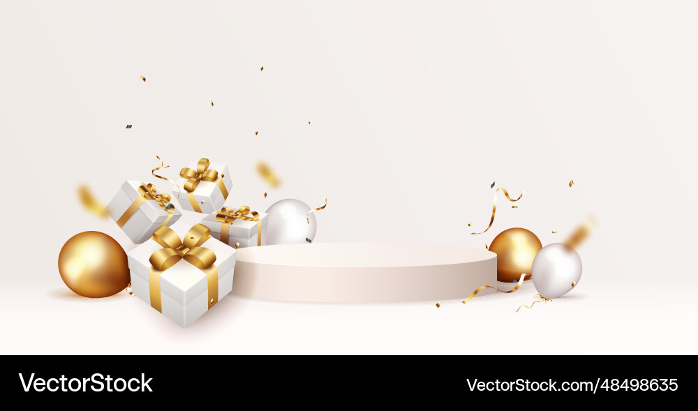 Empty celebration podium background with gold Vector Image