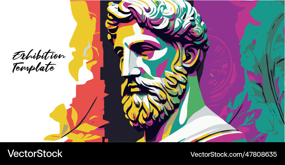 Exhibition poster or banner template art objects Vector Image