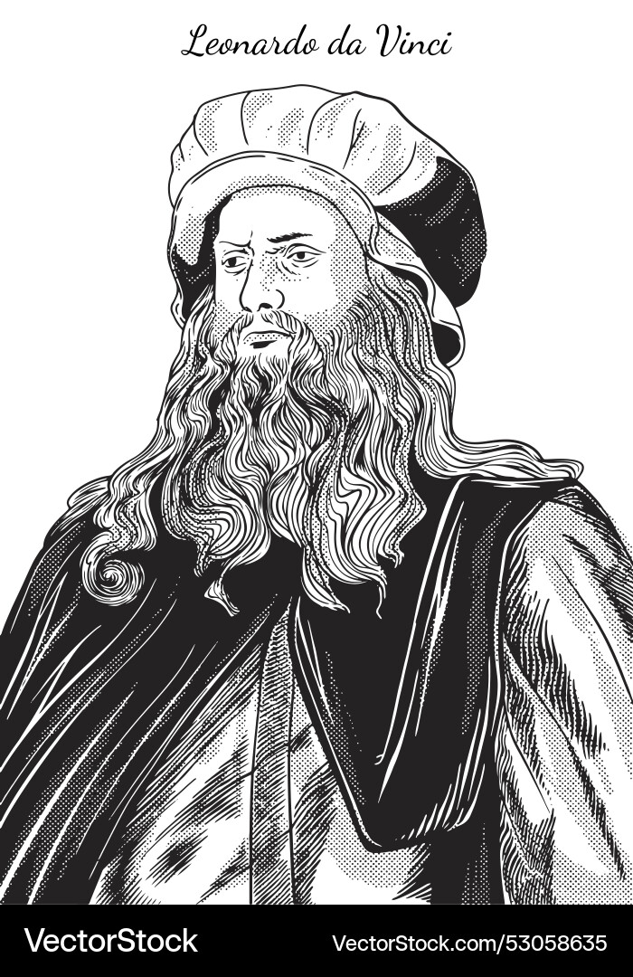 Leonardo da vinci hand-drawn engraving Royalty Free Vector