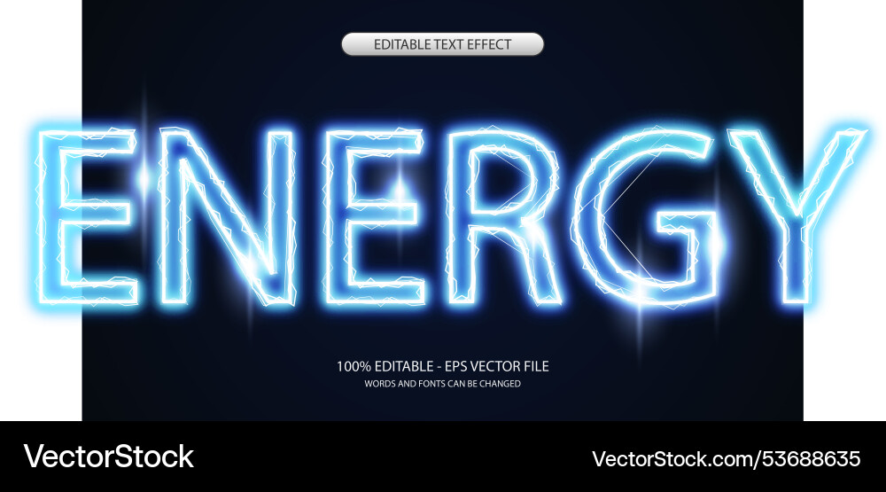 Luminous energy text effect editable high-voltage Vector Image