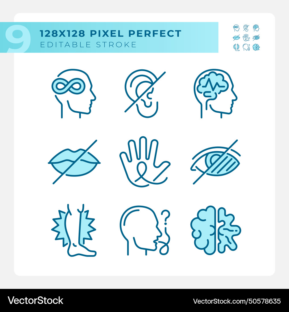 People with perception disorders light blue icons Vector Image