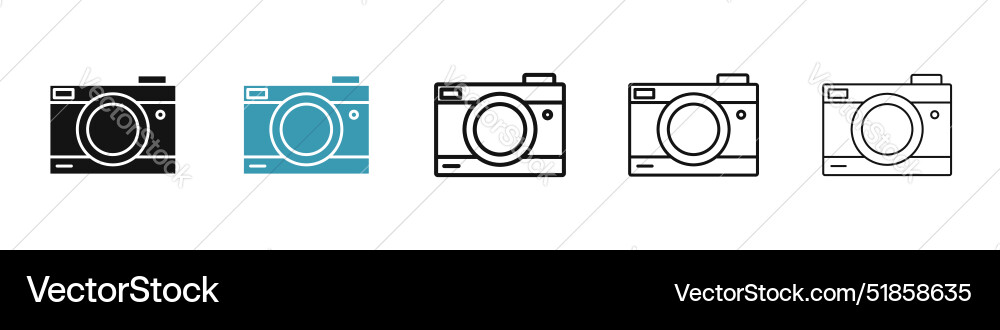 Retro camera icon set in black and blue colors Vector Image