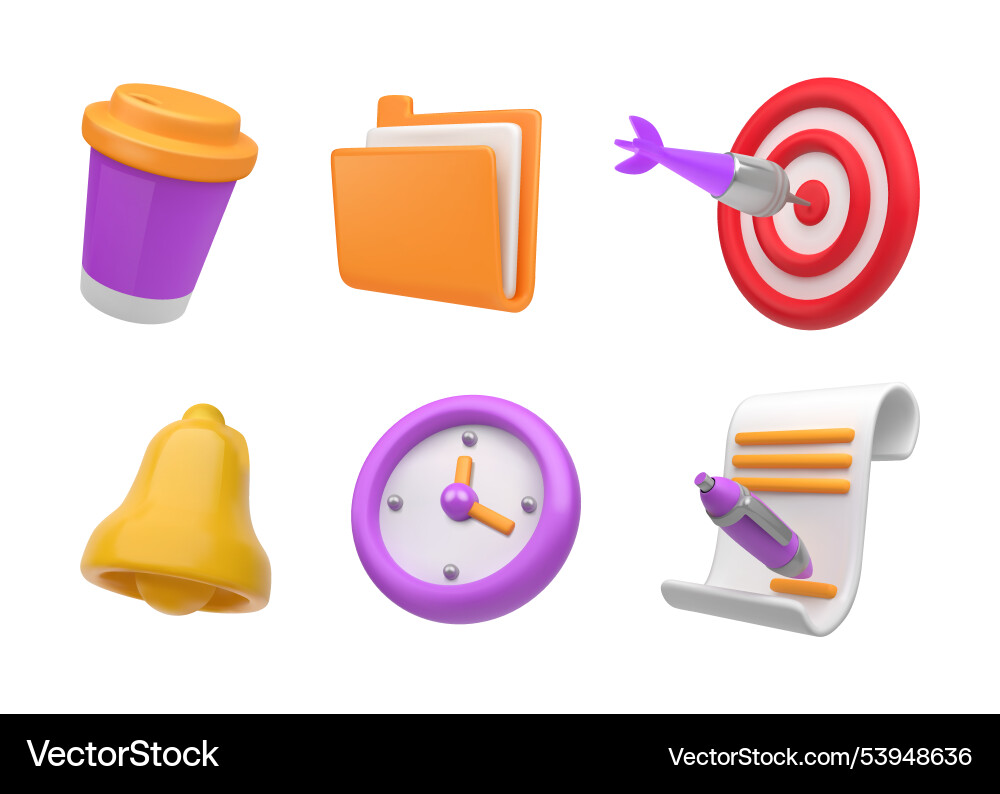3d school icons education tools document Vector Image
