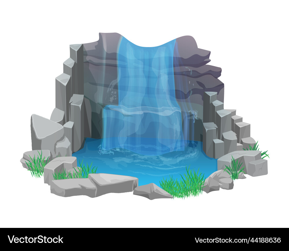 Cartoon river waterfall isolated Royalty Free Vector Image