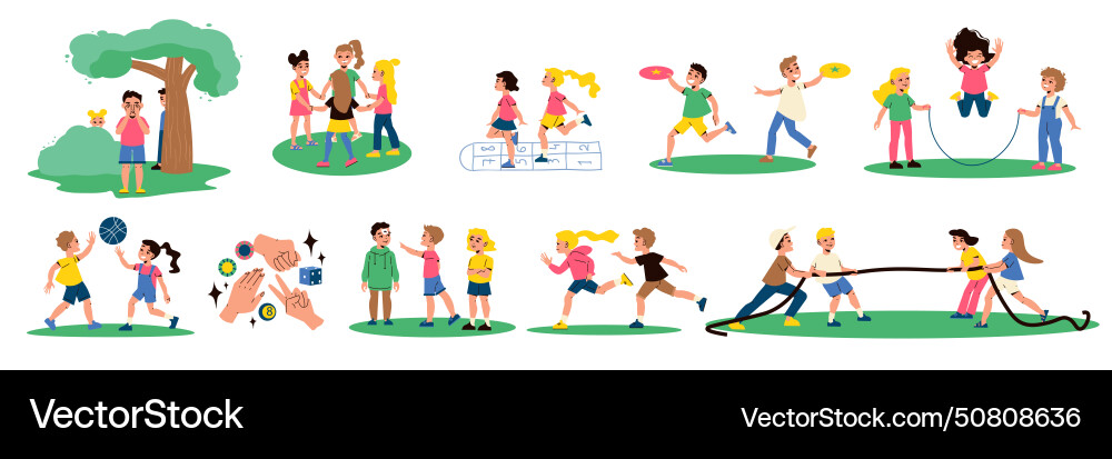 Children active games set Royalty Free Vector Image