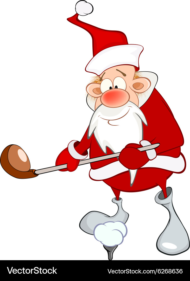 Cute santa claus golfer cartoon Royalty Free Vector Image